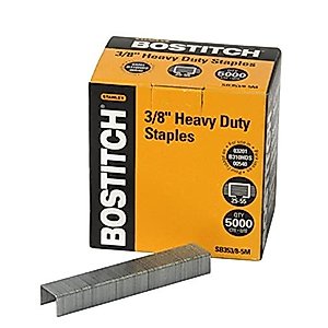 Bostitch Heavy Duty Premium Staples, 25-55 Sheets, 0.375 Inch Leg, 5,000 Per Box (SB353/8-5M)