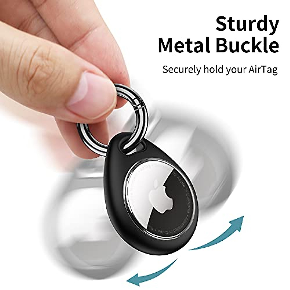 UNBREAKcable 4-Pack AirTag Case with Keychain [Lock Design][Lightweight][ Scratch Protection], Secure Holder Protective Case for Keys, Bags, Luggage, and Pet Collar (Black&Blue)