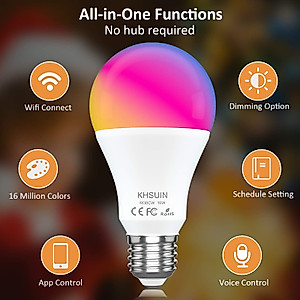 Smart Alexa Light Bulb,16W(150W Equivalent)1600Lumen Ultra Bright E26 A19 Led Full Color Changing WiFi Light Bulb,Smart Bulb Work with Alexa,Google(No Hub Required),High Lumen Smart Light Bulbs