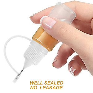 EXCEART 10 Pcs Needle Tip Glue Bottles 10ml Precision Refillable Squeeze Tip Applicator Empty Needle Plastic Bottle for DIY Craft