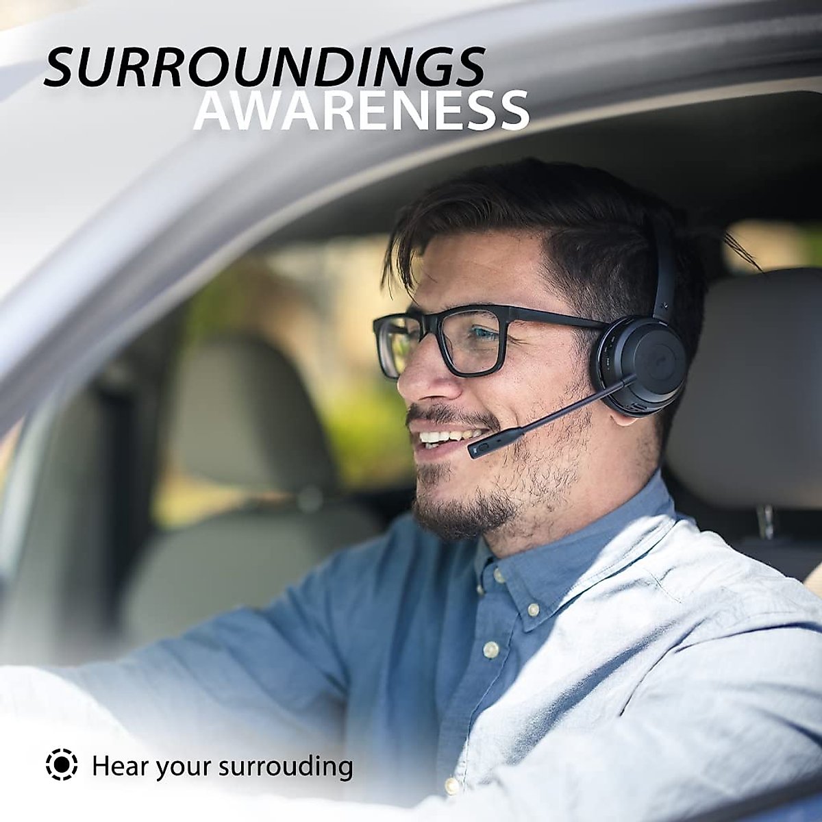 Avantalk Alto Solo - Wireless Headset with Mic for Work with Qualcomm Bluetooth Solution, CVC Noise-Canceling for PC, Computer & Laptop, Charging Stand, Mute Button, Wired Headphones Option