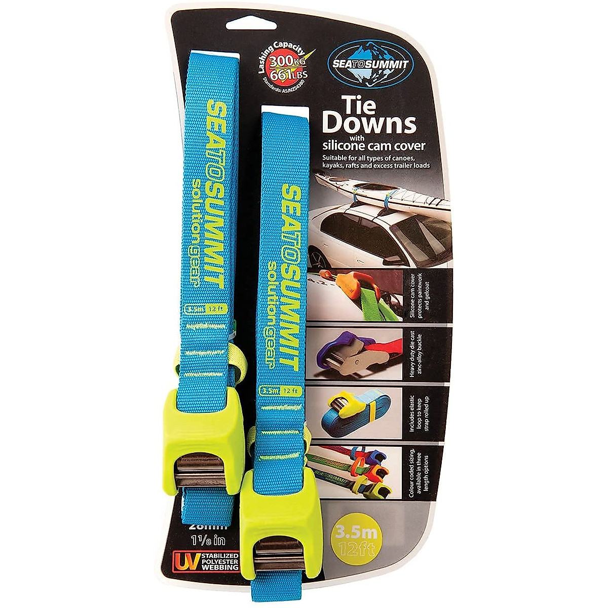 Sea to Summit Tie-Down Straps with Silicone Cam Cover (Pair), 11 feet 6 inches