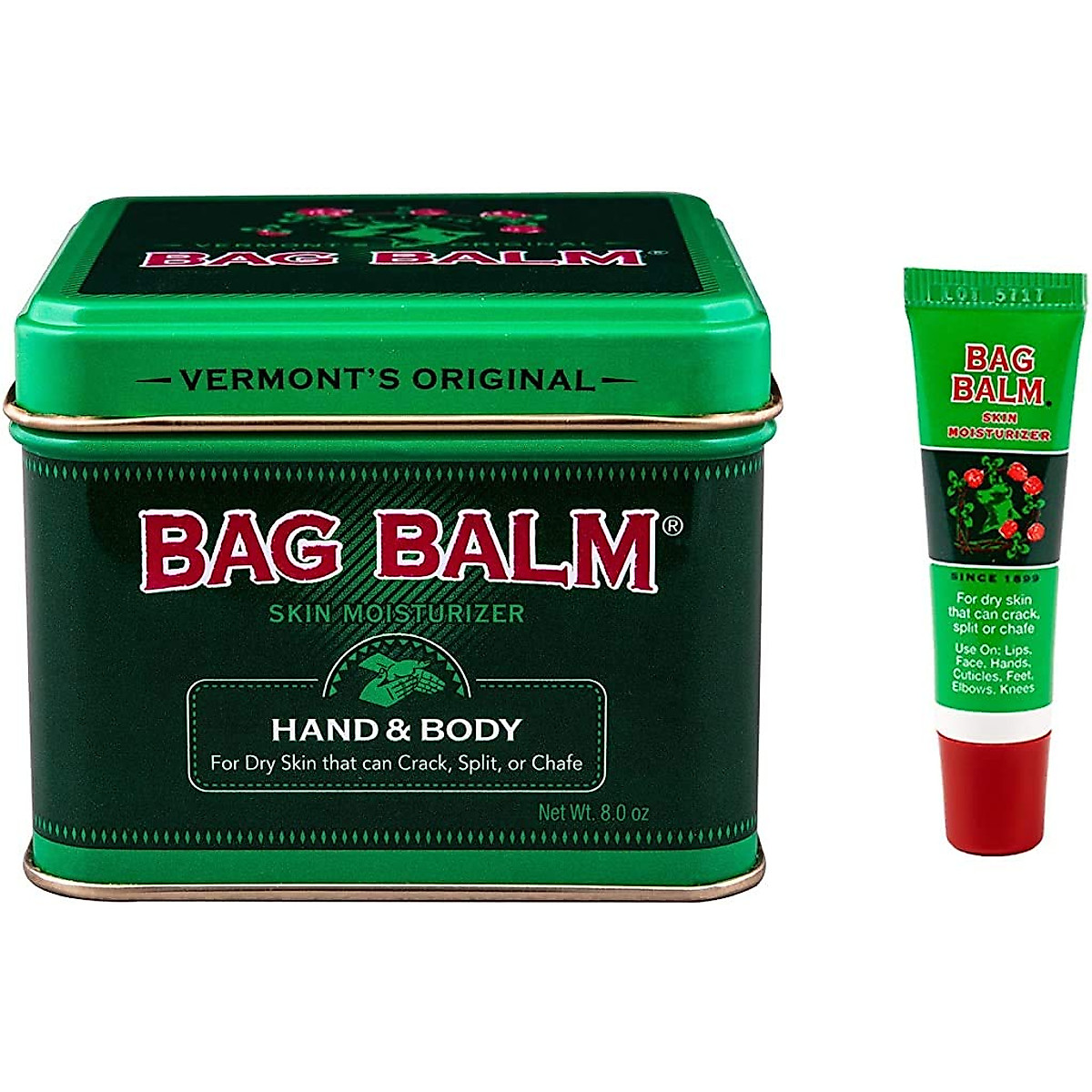 Bag Balm Bundle Animal Tin 8 Oz and On-The-go Tube 0.25 Oz