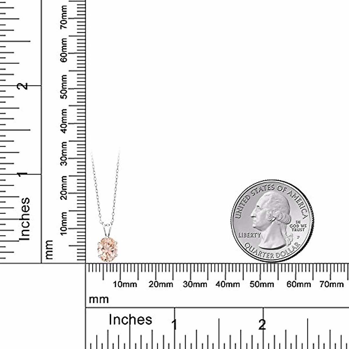 Gem Stone King 925 Sterling Silver Peach Morganite Pendant Necklace For Women (0.65 Cttw, Oval 7X5MM With 18 Inch Silver Chain)