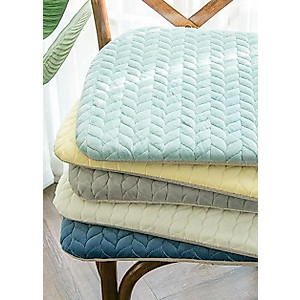 2 Pack Chair Cushions for Dining Chairs Rubber Back U-Shaped Chair Pads with Ties Soft Plush Nonslip Seat Cushions Machine Washable Kitchen Chair Pads,17" x 16" (Yellow)