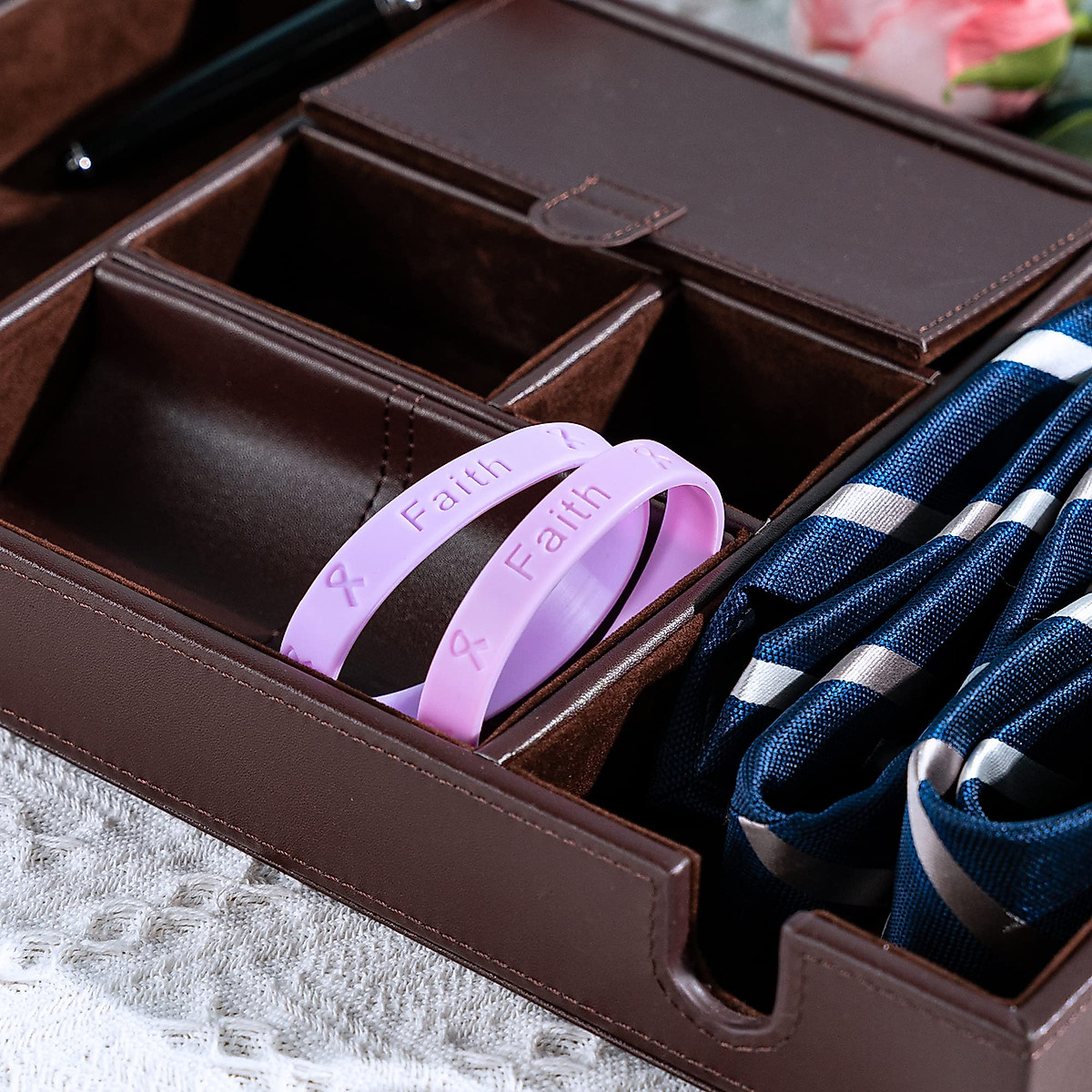 10 Pack Lavender Gynecological Cancer Awareness Bracelets – Lavender Ribbon Cancer Awareness Silicone Bracelets for Adults