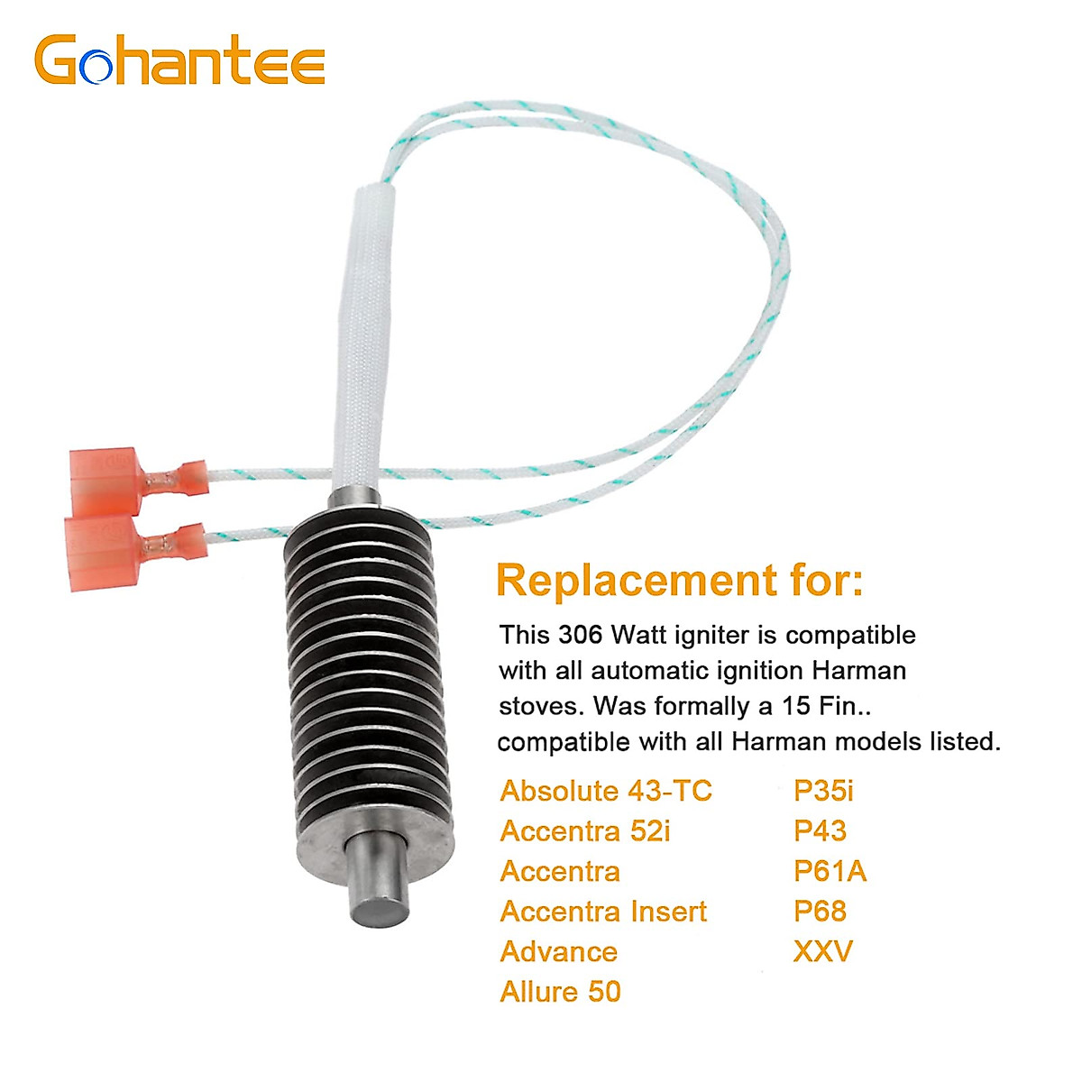 gohantee 15 Fin Igniter Replacement for Harman Pellet Stoves 3-20-677200