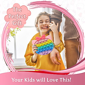 Cat Pop it Purse for Girls with a Beautiful Keychain | Cross Body Fidget Purse | 2 in 1 Rainbow Pop it Purse Toy for Anxiety & Stress Relief | Soft, Safe & Durable Poppet Purse, Pop Purse