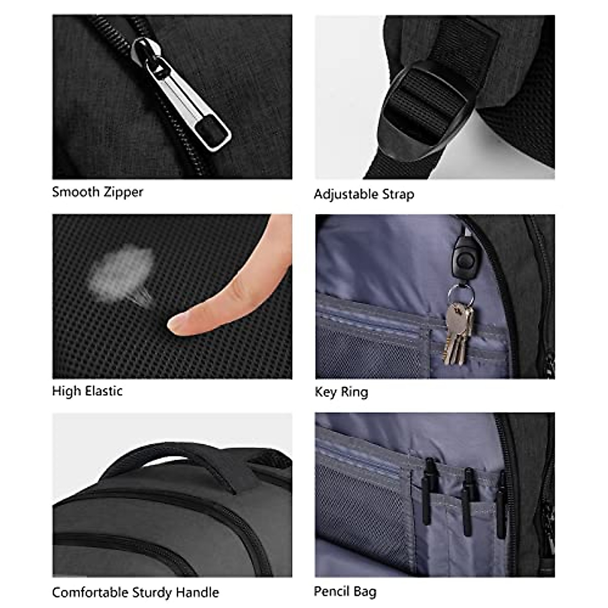 BAGEIRA Travel Backpack for Men Women, School Backpack, Anti Theft Back Packs Fit 15.6 inch Laptop with USB Charging Port, Business Computer College School BookBag, Work Casual Daypack, Black