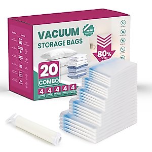 Space Bags Vacuum Storage Bags (Variety 20 Pack) Save 80% Space - Vacuum Bags for Comforters and Blankets, Bedding, Compression Seal for Closet Storage - Pump for Travel