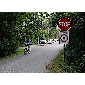 Enjoyist Large Stop Sign Street Slow Warning Reflective Signs 24"x 24" 40 Mil Rust Free Aluminum Sign, UV Protected and Weatherproof