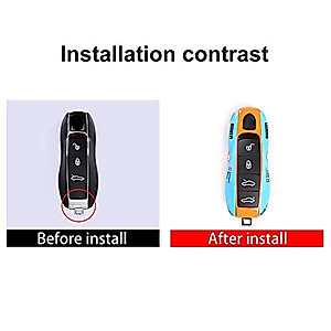 CHEYA Car Key Case Keyshell Covers for Porsche Panamera 2010-2019 Cayenne 2011-2020 911 2013-2020 Macan 2014-2019 Boxster 2013-2016 Cayman 2013-2016 718 2016-2019 (Gulf Oil, Style A)