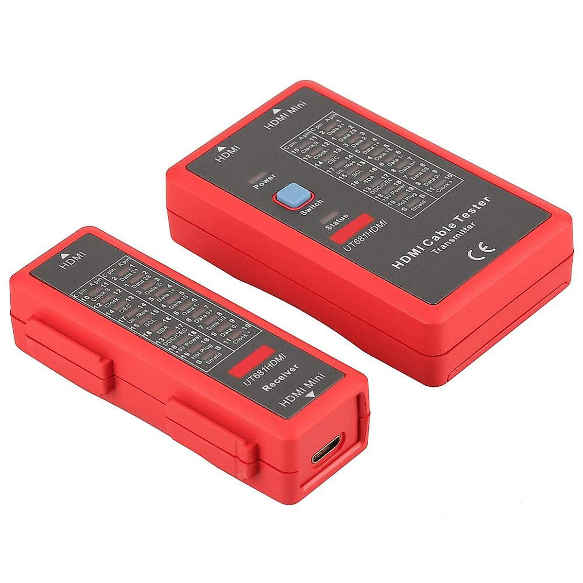 HDMI Mini-HDMI Battery Operated Data High Definition Cable Tester Continuity Checker 20 LED Light Status Indictor to Check Disorder Short Open and Cross Connection