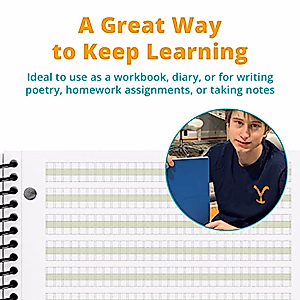 Channie's Youth Composition Notebook - Handwriting Practice, Improvement Journal for Kids, Older Learners, & Special Needs Students, Calligraphy Workbook with Special Writing Blocks, Blue