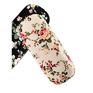 2 Pieces Hard Shell Eyeglass Case Flower Glasses Case for Women Floral Fabric Women Eyeglass Case Retro Hard Glass Case Portable Eyeglass Box for Women Girl Ladies Spectacles (Apricot, Black)