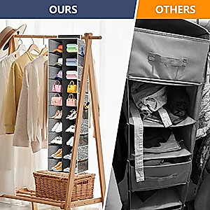 VERONLY 20 Section Hanging Shoe Organizer, Fabric Closet Hanging Shoe Storage Rack with 10 Side Pockets for Shoes, Hats, Handbags, Clothes (Black)