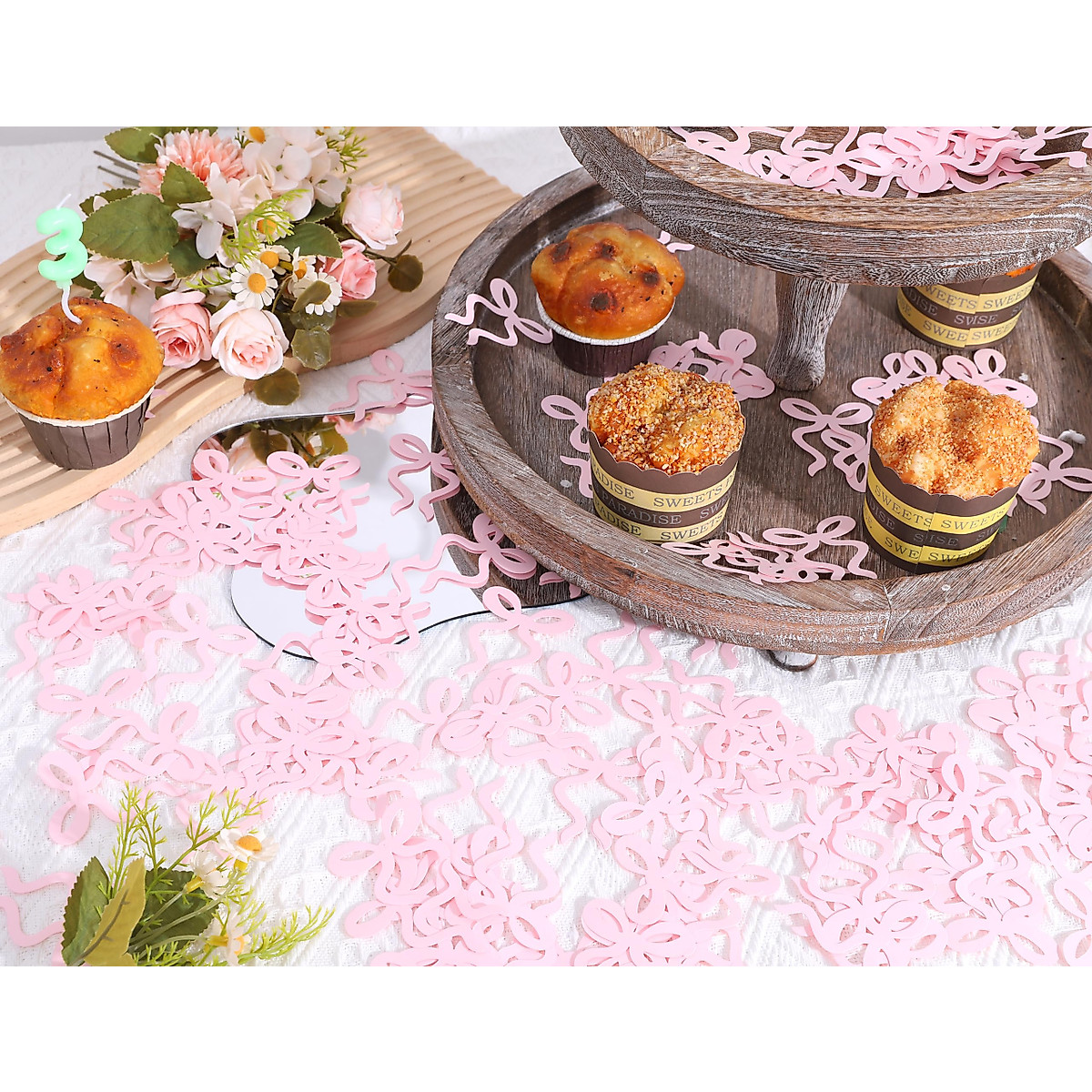 Pink Bow Confetti - She's Tying The Knot Bachelorette Party Confetti,Bow Bridal Shower Decorations,Tying The Knot Bridal Shower