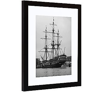 PEALSN 11x17 Picture Frame, Display Pictures 8 x 12 with Mat or 11 x 17 Without Mat for Wall Mounting Display, Photo Frames, Black