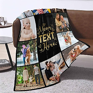 Custom Blanket Personalized Memorial Gift with Photo Text: Made in USA, Collage Customized Picture Blanket Birthday Anniversary Wedding Christmas Couples Gifts for Family Dad Mom Boyfriend- 5 Sizes