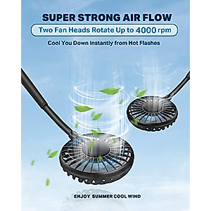 YALTOON Neck Fan, Hand Free Portable Neck Fans For Women, Kids, and Men, 3 Speed Adjustable Hanging Around Necklace Fan, Rechargeable Battery Operated Wearable Fan Personal Fans Cooling Neck Fan