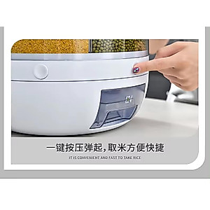 Rice Dispenser Kitchen Moisture-Proof 6-Grid Rotating Food Grain Dispenser Cereal Storage Box Rice Container Dispenser Min:10kg (10, Kilograms) Max:15kg (15 kilograms)