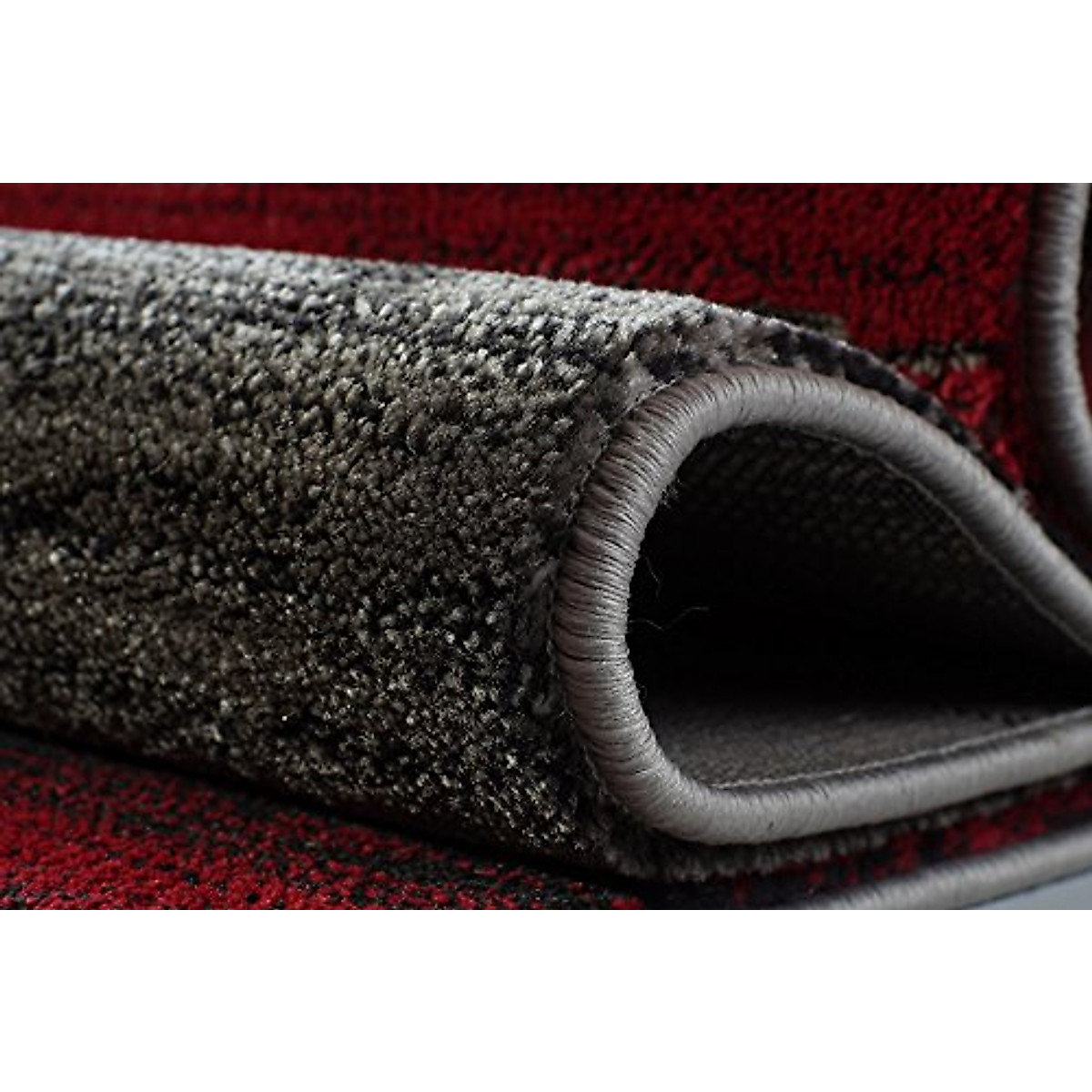 Ladole Rugs Geometric Design Contemporary Modern Copper Currant Area Rug - Amazing Carpet for Living Room, Bedroom, Kitchen, and Office - Red and Grey, 5x8(5'2" x 7'5", 160cm x 230cm)