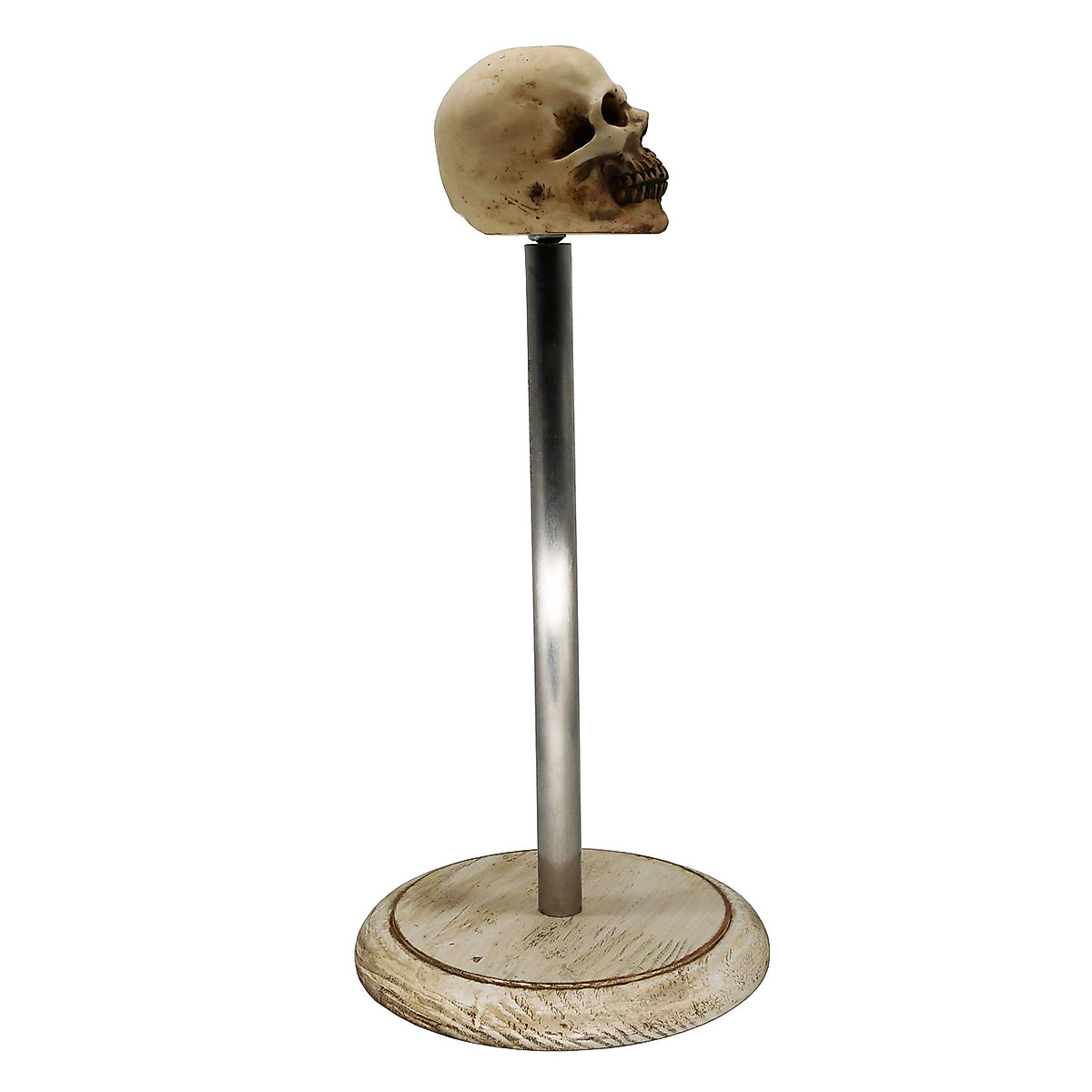 Rustic White Wood Skull Paper Towel Holder Stand Up Paper Towel Holder, Easy One-Handed Tear Kitchen Paper Towel Dispenser with Weighted Base for Standard Paper Towel Rolls ,Rustic White