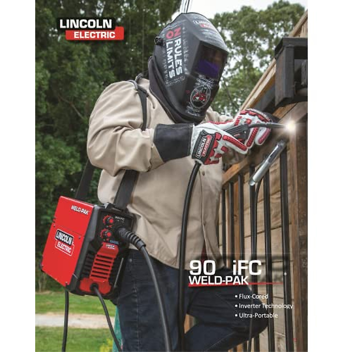 Lincoln Electric 90i FC Flux Core Wire Feed Weld-PAK Welder, 120V Welding Machine, Portable w/Shoulder Strap, Protective Metal Case, Best for Small Jobs, K5255-1