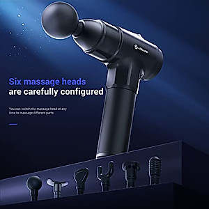 AERLANG Massage Gun, Deep Tissue Massager, Portable Muscle Massage Gun for Back Neck Muscle Relieve, Quiet Brushless Motor 20 Variable Speeds Digital Display 6 Massage Heads and Carrying Case
