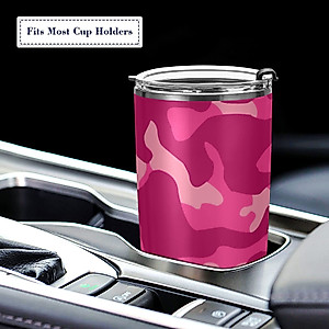 Yasala Tumbler Military Camo Vivid Pink Insulated Coffee Cup Beverage Container Travel Mug with Straw and Lid Double Wall Stainless Steel 20oz BPA-Free for Sport, Back to School
