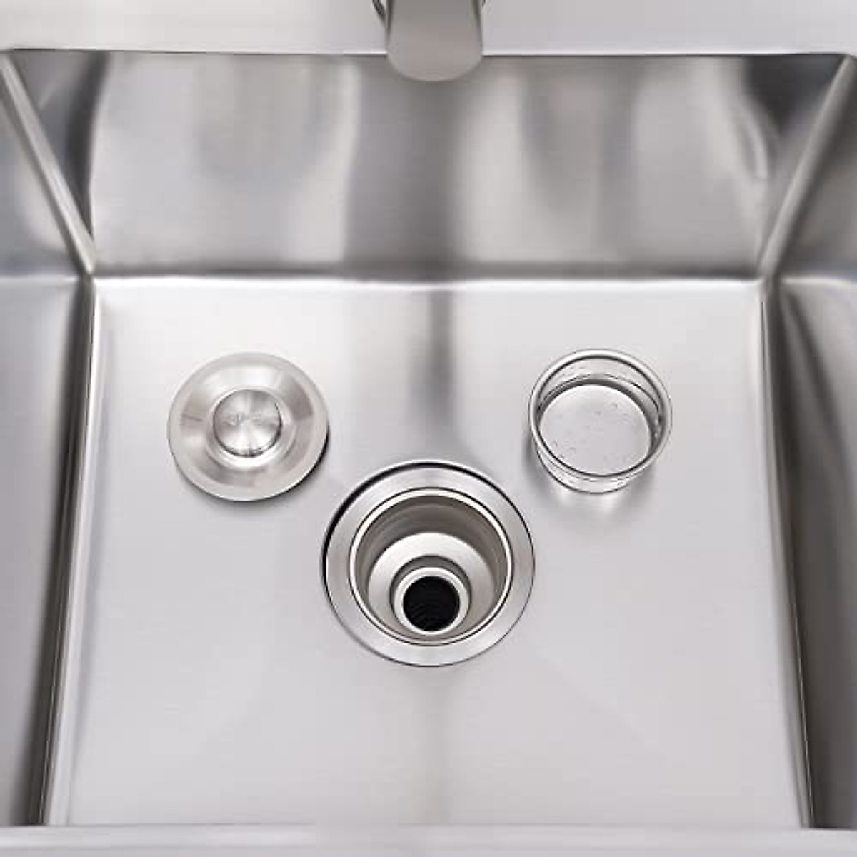 FXEIPOL Stainless Steel Utility Sink 1 Compartment Stainless Steel Commercial Sink 31.5 x 39.37 x 19.68 Inch Commercial Kitchen Sink with shelf Table Utility Sink for Kitchen, Bar, Restaurant