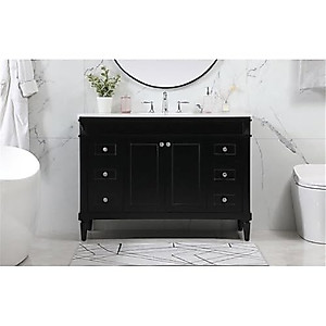 Elegant Decor Indoor Modern Under Sink Bathroom Fixtures Storage Organizer Cabinet 48 inch Single Bathroom Vanity - Black