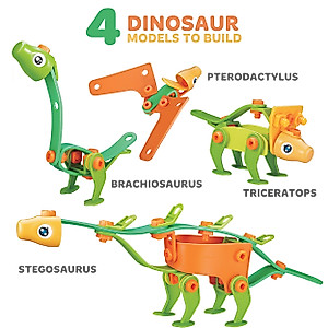 Fine Motor Toys for 4 Years Old & Up, 90-Piece STEM Dinosaur Building Set, Dinosaur Toys for Boys & Girls 4 5 6 7 8 Years Old