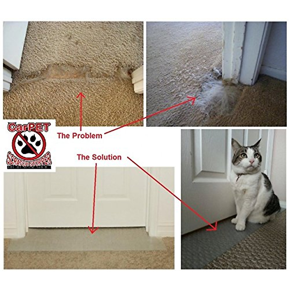 KittySmart Carpet Scratch Stopper Stop Cats from Scratching Carpet at Doorway Instantly, 5 Year Warranty, Ready for Immediate Use - Requires No Cutting, Modification, Hooks, Tape or Fasteners