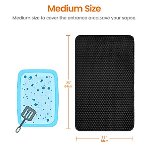 Conlun Cat Litter Mat Kitty Litter Trapping Mat 25” x15” Honeycomb Double Layer, Urine Waterproof, Easier to Clean, Litter Box Mat Scatter Control, Less Waste, Soft on Paws, Non-Slip