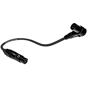 Balanced XLR Cable Right Angle Male to Straight Female - 3 Feet Black - Pro 3-Pin Microphone Connector for Powered Speakers, Audio Interface or Mixer for Live Performance & Recording