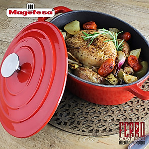 MAGEFESA FERRO 6.2 Qt Enameled Cast Iron Dutch Oven with Lid, Superior Heat Retention & Distribution, Compatible with All Cooktops, Induction & Oven Safe, Energy-Efficient, Easy to Clean, Durable