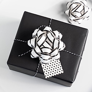 RUSPEPA Paper Christmas Gift Bow Assortment - Black and White Design for Christmas, Holiday, Birthday, Wedding, Baby Shower - Total 14 Bows, 3 Size