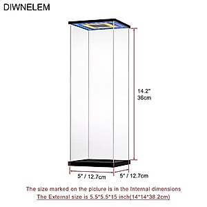 DIWNELEM Acrylic Wine Bottle Display Case with LED Light Display Stand Wine Display Case Protector Dustproof for Red Wine,Champagne,Liquor,Whiskey,Beer,Beverage Bottle (5 * 5 * 14.2")