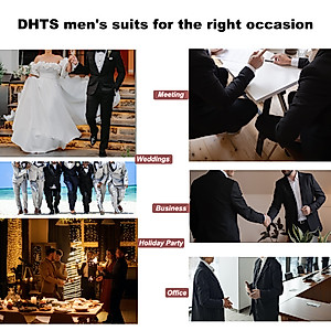 Mens Suits 3 Piece Formal Dress Suit Slim Fit Tuxedo Wedding Dresswear Business Prom Jacket Vest Pants Set Size S Blue