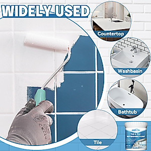 Tub and Tile Refinishing Kit, Tile Paint Touch Up Paint 35oz with Tools, Odorless DIY Countertop Paint for Wall, White Paint for Fiberglass/Bathroom/Floor/Cabinet/Kitchen/Porcelain