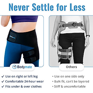 Bodymate® Hip Brace, Sciatica Pain Relief Devices - SI Belt/Sacroiliac Belt | Compression Wrap for Thigh, Hamstring, Joints, Arthritis, Pulled Muscles, Hip Pain | For Men & Women (Medium, Hip 32-44")
