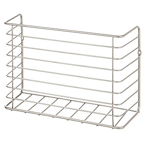 mDesign Metal Wire Farmhouse Wall Mount Craft, Sewing, Crochet Storage Bin Basket - Compact Organizer and Holder for Sketch Books, Markers, Crayons - Satin