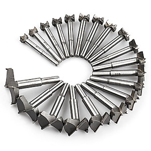 Rocaris 20Pcs Forstner Drill Bits, Tungsten Steel Woodworking Hole Saw Set, Wood Cutter Auger Opener Round Shank Drilling Cutting Tool (14mm-50mm)