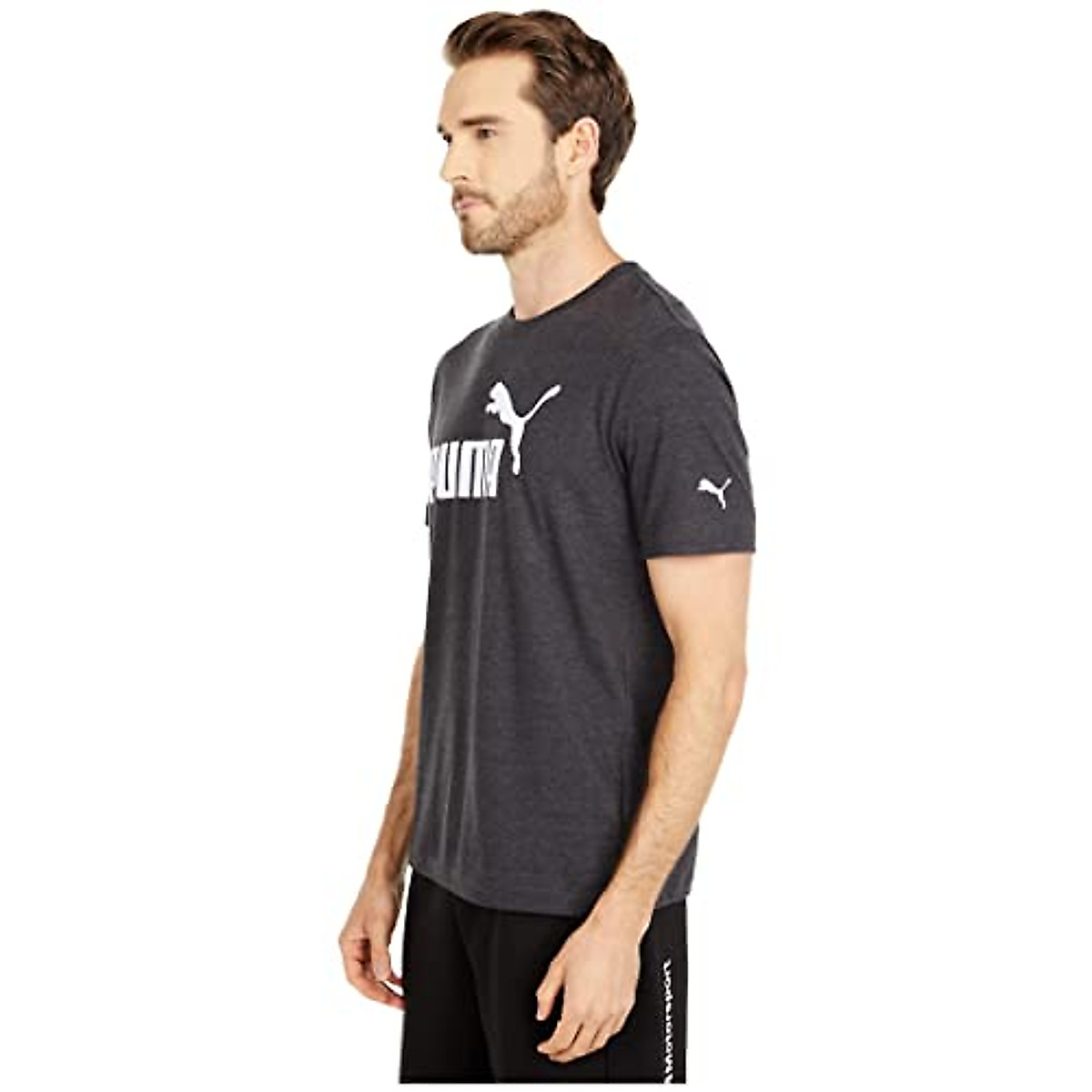 PUMA mens Essentials Heather Tee Shirt, Cotton Black, X-Large US