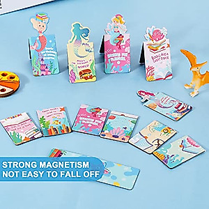 MWOOT 24Pcs Mermaid Magnetic Bookmarks for Kids, Cute Magnet Book Markers Kit for Book Lovers, Ocean Design Magnetic Page Marker Bookmark Supplies for Students Reading Lovers(12 Styles,4.5x3CM)