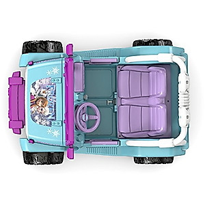 Power Wheels Disney Frozen Jeep Wrangler Ride-On Battery Powered Vehicle with Music Sounds & Storage, Preschool Kids Ages 3+ Years​, Baby Blue/Purple