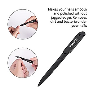 FIXBODY Nail Clipper Set – Black Stainless Steel Fingernails & Toenails Clippers & Nail File Sharp Nail Cutter with Leather Case, Gift for Men and Women, Set of 3