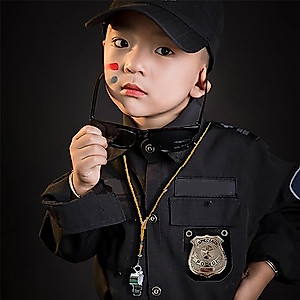 Falinpitos 7PCS Police Pretend Play Toy Set Walkie Talkies Badge Costume Accessories for Kids Birthday Party Present