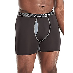 Hanes Men's X-Temp Total Support Pouch Boxer Brief, Anti-Chafing, Moisture-Wicking Underwear, Multi-Pack, Regular Leg-Black, X-Large